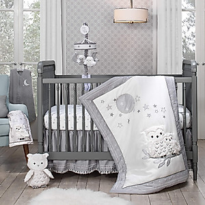 Lambs & Ivy Luna White/Gray Stars 100% Cotton Baby Fitted Crib Sheet, 28” x 52” (740006B)