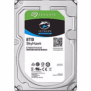 Seagate SkyHawk 8TB Surveillance Internal Hard Drive HDD – 3.5 Inch SATA 6Gb/s 256MB Cache for DVR NVR Security Camera System with Drive Health Management (ST8000VX0022)