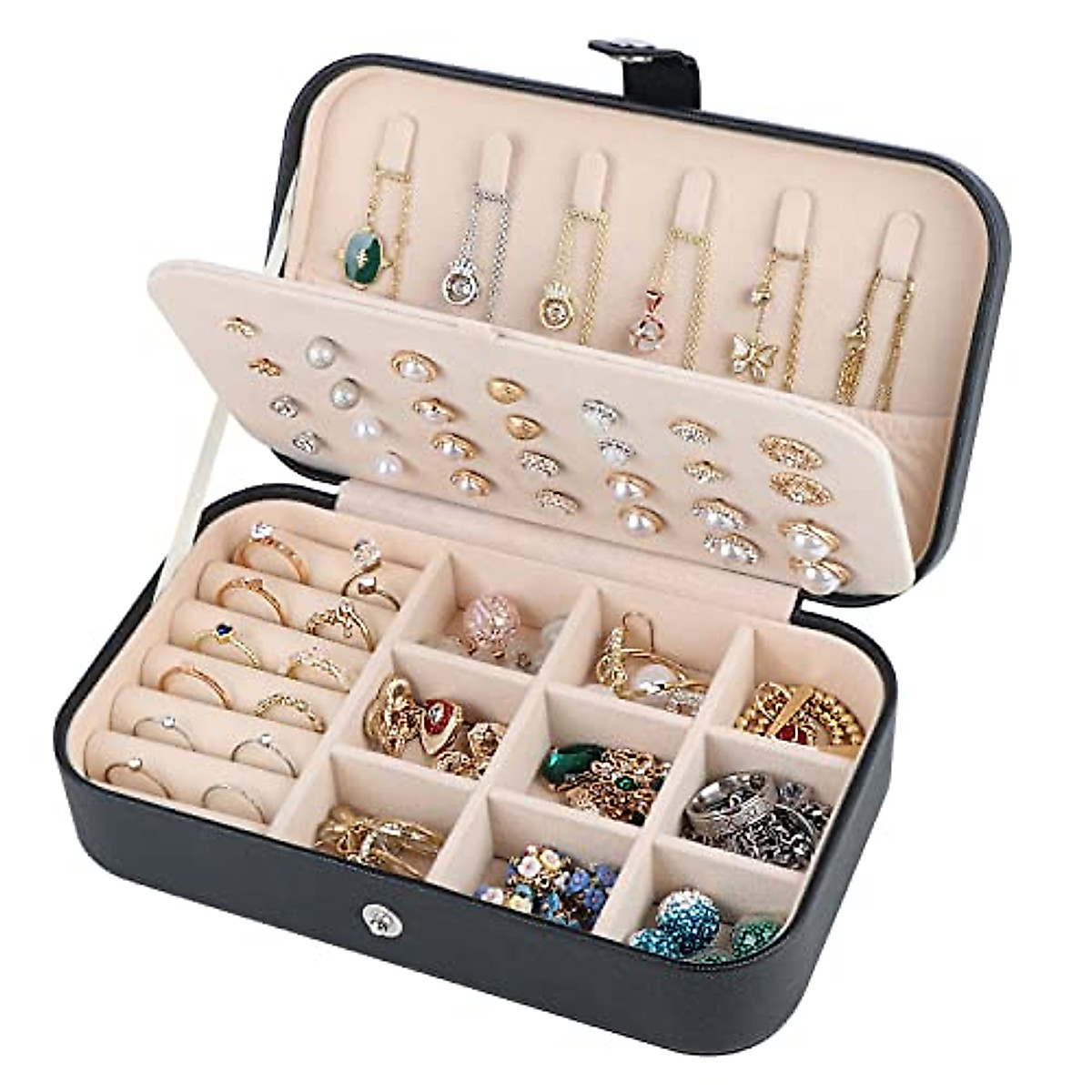 MFXIP Travel Jewelry Case Small Jewelry Box Travel Jewelry Organizer Box for Women Girls, Portable Small Jewelry Case for Earrings Necklace Ring Bracelets