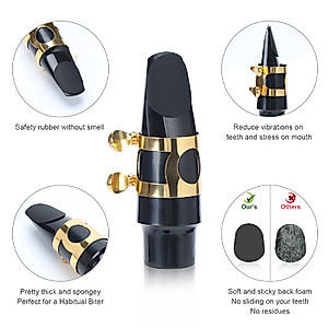 16 Pieces Craymin Saxophone & Clarinet Mounthpiece cushions Patches Pads 0.8mm Black No Rediduces Left