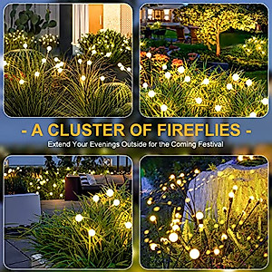 Solar Garden Firefly Lights, 𝐔𝐩𝐠𝐫𝐚𝐝𝐞𝐝 Solar Swaying Lights, Starburst Landscape Path Lights Waterproof, Outdoor Solar Powered Firefly Lights for Sidewalk Pathway Yard Patio Decoration, 4 Packs