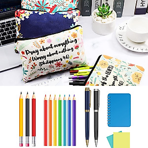 4 Pieces Inspirational Bible Verse Pencil Pouch Christian Pencil Case Scripture Canvas Makeup Bags for Students Office Journaling Supplies (Bible Verse Pattern,8.7 x 5.5 Inch)