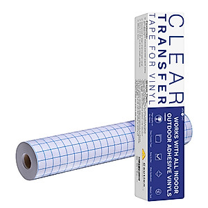 JANDJPACKAGING Transfer Tape for Vinyl - 12” x 50 FT w/Blue Alignment Grid for Adhesive Vinyl - Medium Tack Vinyl Transfer Tape for Silhouette Cameo