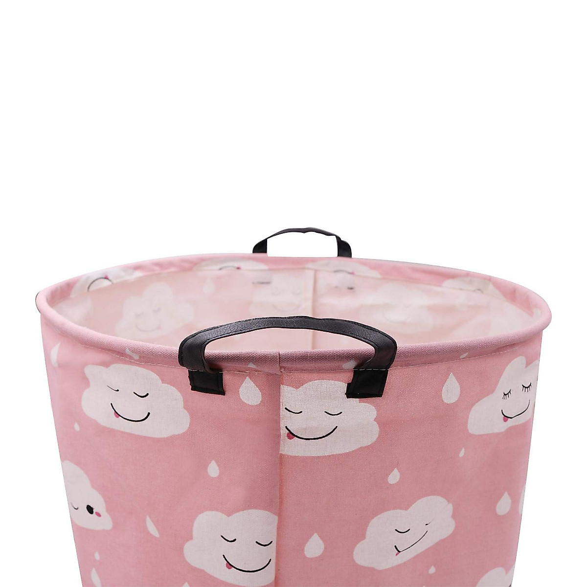 Extra Large Toy Bin Pink Cloud Canvas Fabric Toys Storage Basket, ZUEXT Girls Laundry Hamper, Waterproof Gift Basket with Handles for Baby Nursery College Dorms Kids Bedroom Bathroom