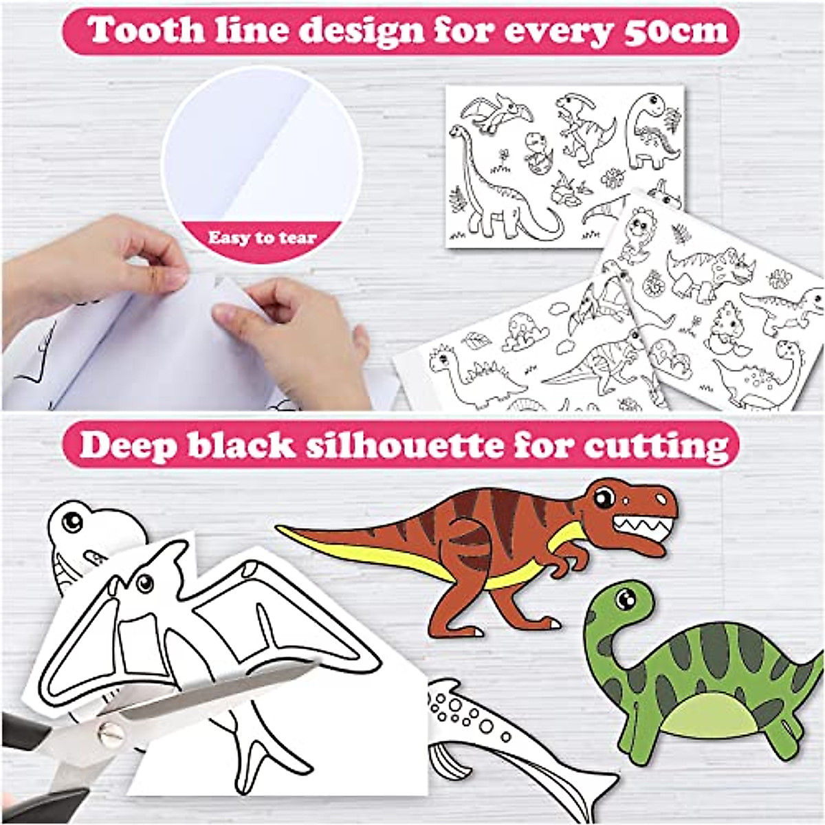 Mity rain Childrens Drawing Roll, Sticky Drawing Roll Paper, 118*11.8 Inches Large Coloring Roll for Kids Ages 4-8 , DIY Painting, Drawing & Art Supplies (Dinosaur Patern)