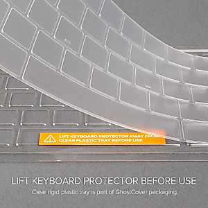 UPPERCASE GhostCover® Premium Ultra Thin Keyboard Cover Protector, Compatible with 2021 2022 2023 2024 M1/M2/M3/M4 Pro/Max MacBook Pro 14/16, M2/M3 MacBook Air 13/15, US ANSI Layout, Clear