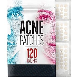BASIC CONCEPTS Acne Patches (120 Pack), Tea Tree Oil and Hydrocolloid Pimple Patches for Face, Zit Patch (3 Sizes), Blemish Patches, Acne Dots, Pimple Stickers, Acne Patch and Pimple Patch