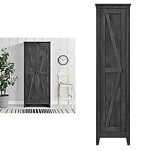 Ameriwood Home Farmington Wide Storage Cabinet, 31.5", Rustic Gray & Home Farmington Wide Storage Cabinet, 18", Rustic Gray,7531196COM