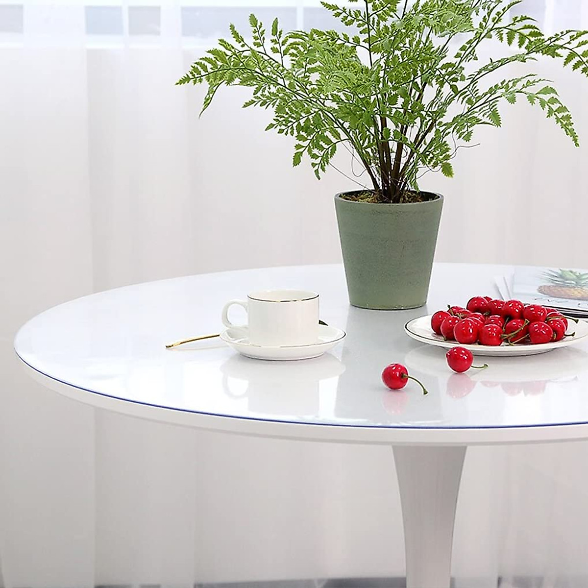 WingCanto 42 Inch Round Clear Plastic Dining Table Protector 1.5mm Thick Plastic Tablecloth Pad Wooden Furniture Desktop Glass Marble Coffee End Side Tabletop Pad Bar Sofa Cloth Top Protection Cover