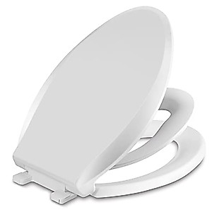 Toilet Seat with Toddler Seat Built in, Potty Training Toilet Seat, Magnetic Kids Toilet Seat, Slow Close, Thicken Plastic Easy to Clean, Removable and Never Loosen,Fits both Adults Child, White 18.5”