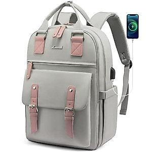 LOVEVOOK Laptop Backpack Women,Cute Backpack Purse for Women with USB Port,College Computer backpack,Slim Vintage Teacher Nurse Bag for Work,Travel,Business,15.6 Inch