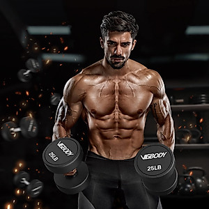 VIGBODY Dumbbell Weights Barbell with Metal Handles for Strength Training, Full Body Workout, Functional and HIT Workout Single