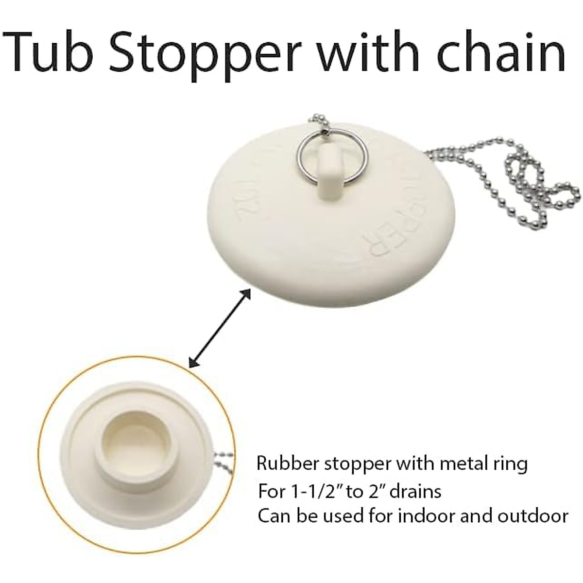 Gadgetime USA 5 Pieces Bathtub Stopper - Five Sizes - Pool Plugs - Shower Rubber Drain for Kitchen, Bathtub, Sink, Pool & Laundry