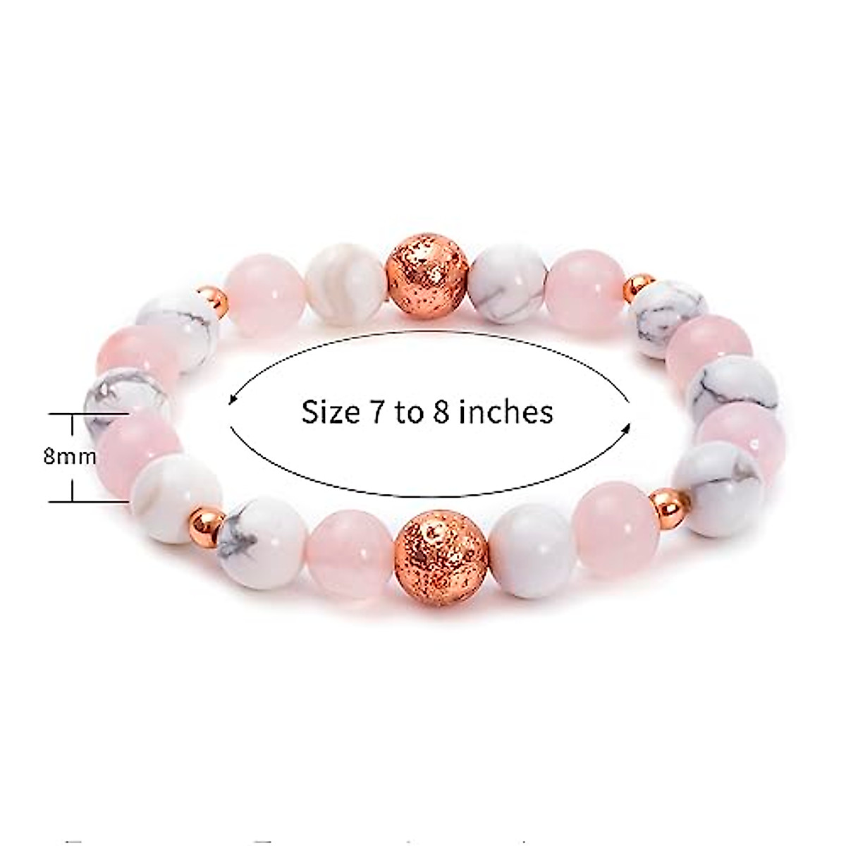 Lava Rock Pink Zebra Jasper Bracelet, Stress Relief Yoga Relaxation Bracelets, Natural Crystal Stone Healing Spiritual Bracelet,Adjustable Beaded Bracelet, Anti Anxiety Happy Mood Bracelet for Women, Bring Good Luck Gift (Beaded Bracelets)