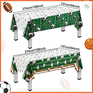 Sports Party Decorations Set Include 8 Pcs Sports Paper Lanterns Hanging Lanterns 4 Pcs Basketball Baseball Tablecloth Football Soccer Ball Table Cover 2 Pcs Sports Theme Banner for Kids Party Favors