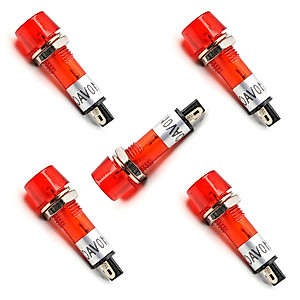 Aicosineg Red 110V 0.39" Hole Diameter Indicator Light Flush Panel Mount 1.57" Length for Electrical Control Panel 15Pcs