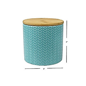 Home Basics Small Wave Design Kitchen Canister (Turquoise) Modern Canister Sets For Kitchen Counter | With Bamboo Lid | Perfect For Storing Dry Food, Baking Staples, Snacks, and More