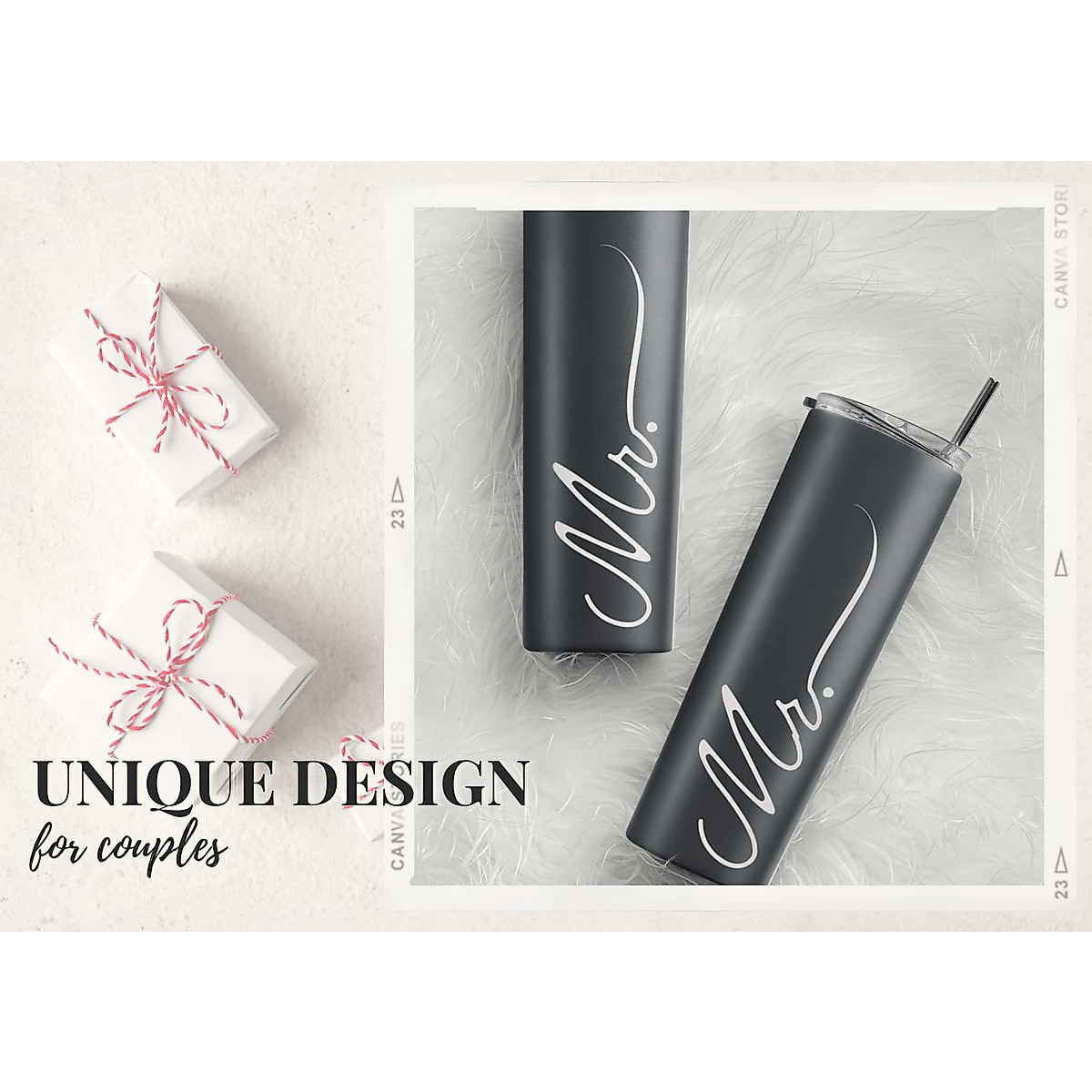 Onebttl Wedding Gifts for Couples, Insulated Stainless Steel Wine Tumblers Set with Lid & Straw, for Newlywed, Ideal for Engagement, Anniversary - Mr & Mr, Gay Couple Gifts