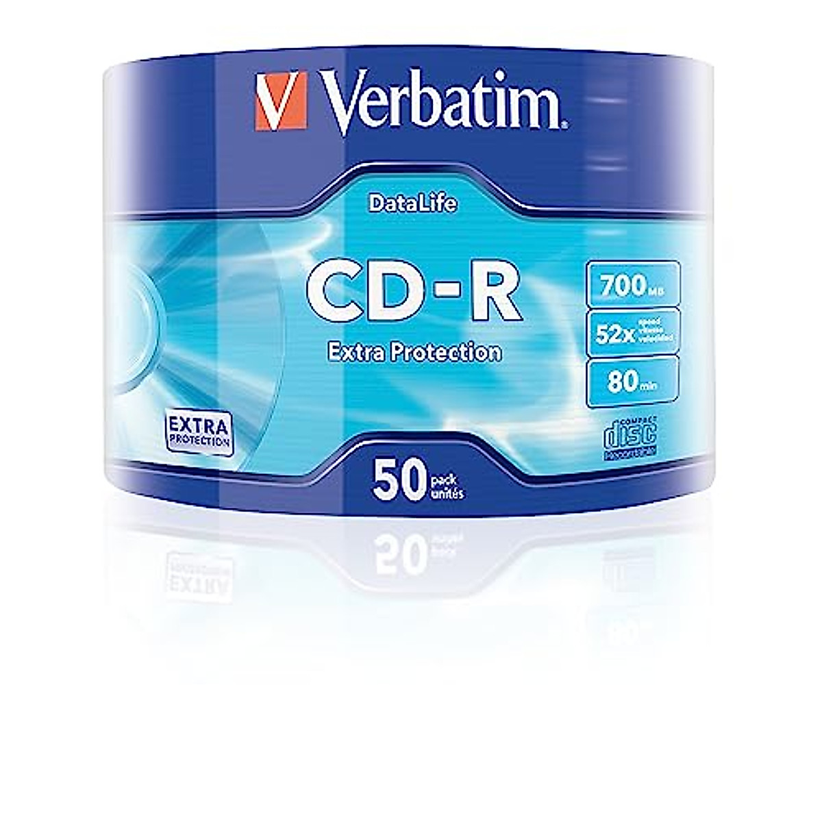 Verbatim 43787 52X 700MB 50Pk CD-R Extra Protection Wrap Spindle - Matt Silver