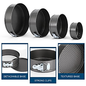 DAPIPIK Springform Pan set, 4/7/9/10 Inch Set of 4 Round Baking Pans,Cake Molds for Baking, Leakproof Bakeware Set with Removable Bottom