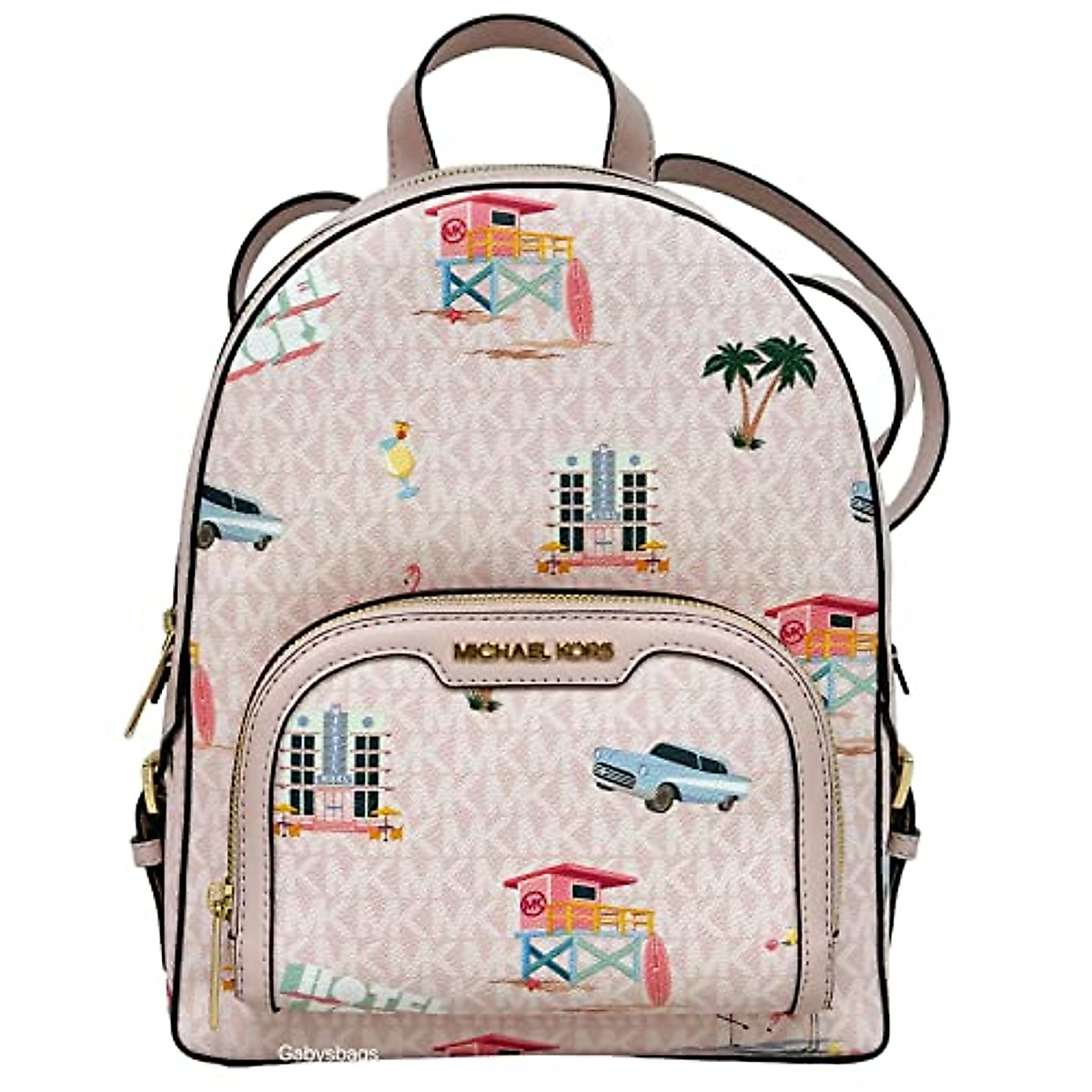 Michael Kors Jaycee Medium Zip Pocket Backpack Light Powder Blush Pink MK Miami