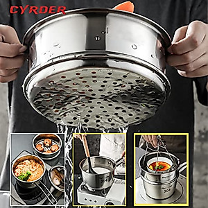 Cyrder 1.5 Quart Saucepan with Steamer Basket, 18/8 Premium Stainless Steel Sauce Pan, Duty Heavy Pot, Easy Pour With Ergonomic Handle, All Clad Tri-Ply Multipurpose Pot