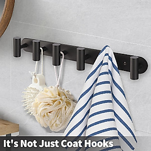 Black Bath Towel Hooks, Coat Hooks Entryway Heavy Duty Coat Racks,Wall Mount Towel Hooks and Towel Rack, Stainless Steel Wall Hook Decor for Hat, Robes, Keys- Bathroom Bedroom Hanger Organizer