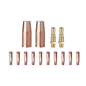Mig Kit Replacement For Lotos Mig140, Mig175 Welder 2 Gas Nozzles, 2 Diffusers, 10 Contact tips 21-50 (14-PK .030 Kit)