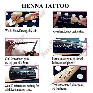 Xmasir Pack of 24 Sheets Henna Tattoo Stencil Kit/Temporary Tattoo Templates,Self-Adhesive Indian Arabian Tattoo Sticker for Body Paint New Designs