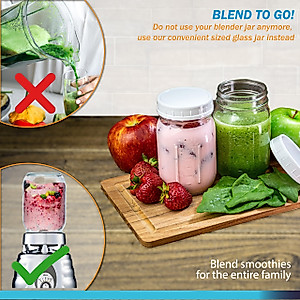 12 oz Glass Jars with Lid, Fits Most Oster Blenders for Blending Smothies and Storing Pickles, Honey, Spice, Candy, Jam, Overnight oats, Meal Prep Containers (2)