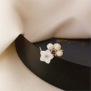 Dainty Shell Pearl Flower Statement Ring for Women Gold Plated Faux Pearls Ball Open Wrap Rings Comfort Fit Adjustable Expandable Handmade Birthday Wedding Anniversary Jewelry Gift