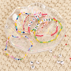 DICOBD 21600pcs 2mm 12/0 Glass Seed Beads Craft Beads Kit and 1200pcs Letter Alphabet Beads for Friendship Bracelets Jewelry Making Necklaces and Key Chains with 2 Rolls of Cord