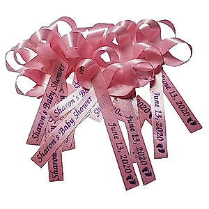 Personalized Ribbons for Bridal Shower Wedding Party Favors or Baby Showers - Custom Made Cut Ribbon 50 100 Assembled Bows Safety Pins