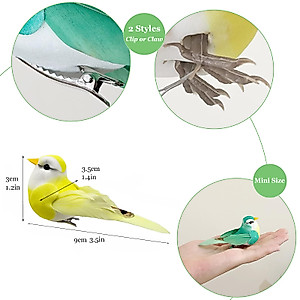 LWINGFLYER 12pcs Clip on Artificial Simulation Foam Feather Birds 3.5in Mini Love Birds for Craft Home Ornaments Garden Wedding Decoration Embellishing (Clip)