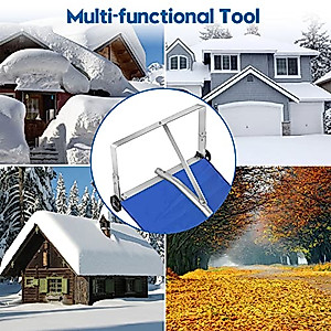 Snow Roof Rake 20FT, Roof Rake Snow Removal with 7 Section Pole, Snow Rake Aluminum Frame Head Nylon Slide Roof Rakes for Snow 3-inch Wheels, Suitable for House & Vehicle, Garage, Durable & Light
