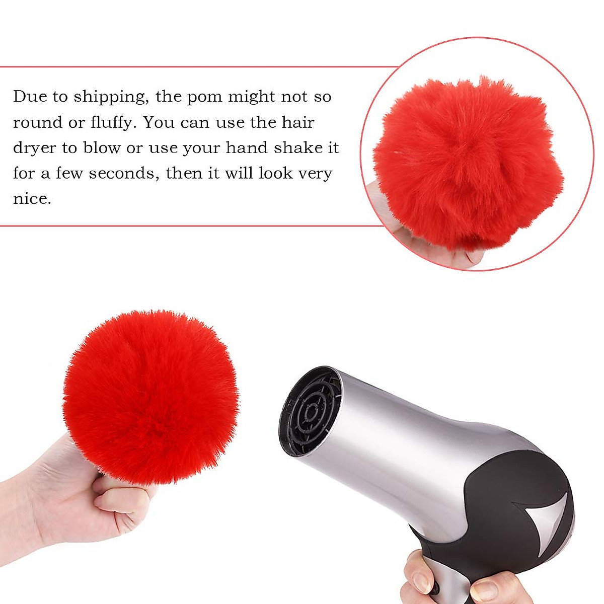 Auihiay 18 Pieces Pom Poms Keychains Fluffy Pompoms Keychain Faux Rabbit Fur Pompoms Keyring