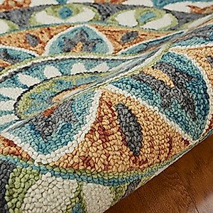 LR Home Dazzle Area Rug, 6' Round, Teal/Green