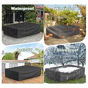 Patio Furniture Covers, Outdoor Furniture Cover Waterproof, Heavy Duty 600D Oxford, Outdoor Sectional Sofa Set Covers, Square Patio Covers for Outdoor Furniture Set, 126" L x 126" W x 28" H