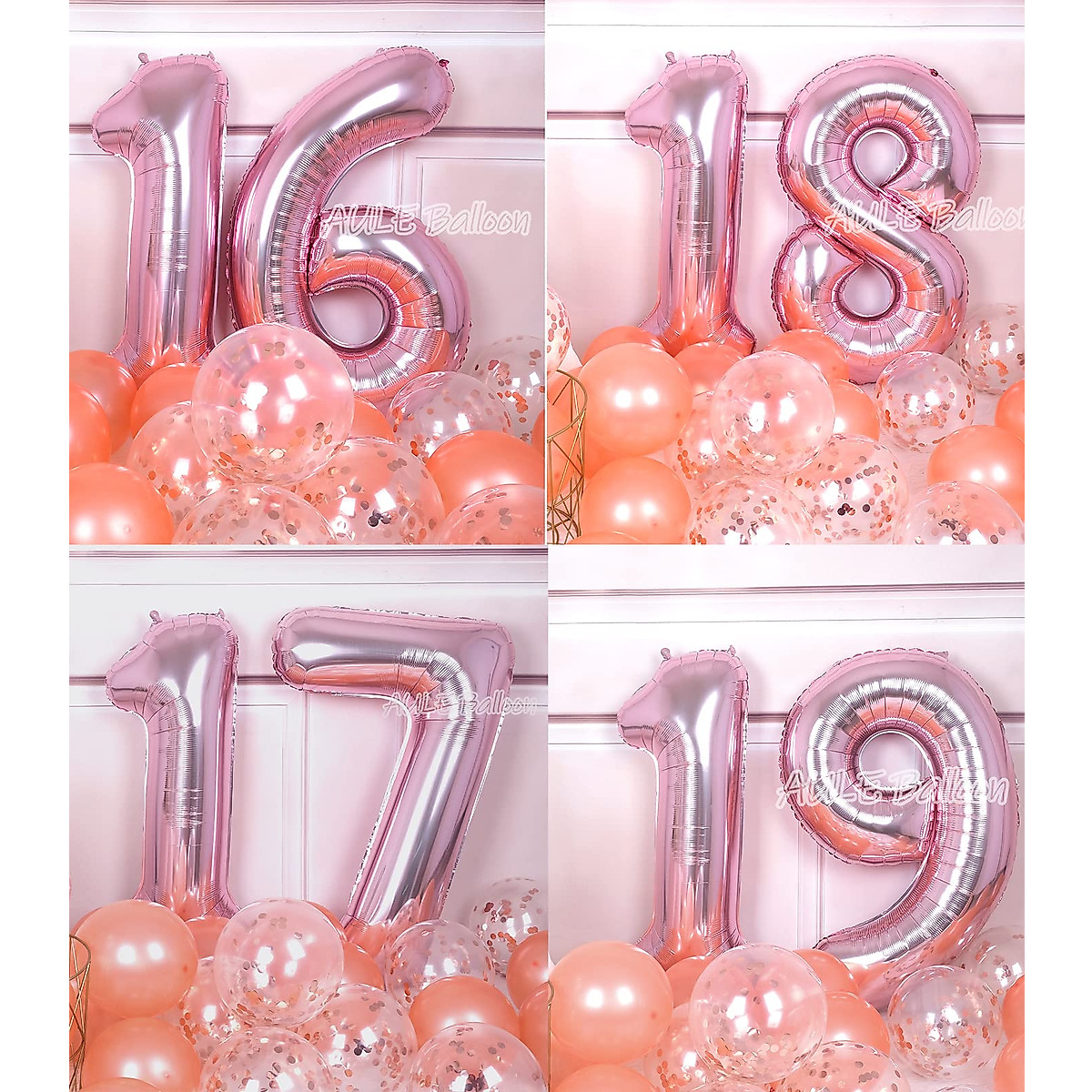 AULE 40 Inch Big Rose Gold 1 Balloon Number Large Foil Helium Number Balloons 0-9 Jumbo Giant Happy 1st Birthday Party Decorations for Boy or Girl Huge Mylar Anniversary Party Supplies