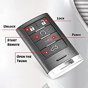Key fob, VOFONO Keyless Entry Remote Smart Replacement Compatible with Cadillac CTS 2008-2015/ STS 2008 - 2011 (FCC ID: M3N5WY7777A) 5 Buttons