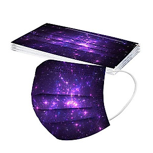 50PC Space Disposable Face Mask For Adult With Paper Designs Tie Dye Cute Star Printed Masks Full Face Protection (A)