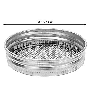 Canning Jar Lid Strainer Filter Lids Mason Jar 2Pcs Stainless Steel Accessory Cover Mouth Jars Sprouter for Sprouting Lid Regular Germination Kits (70mm)