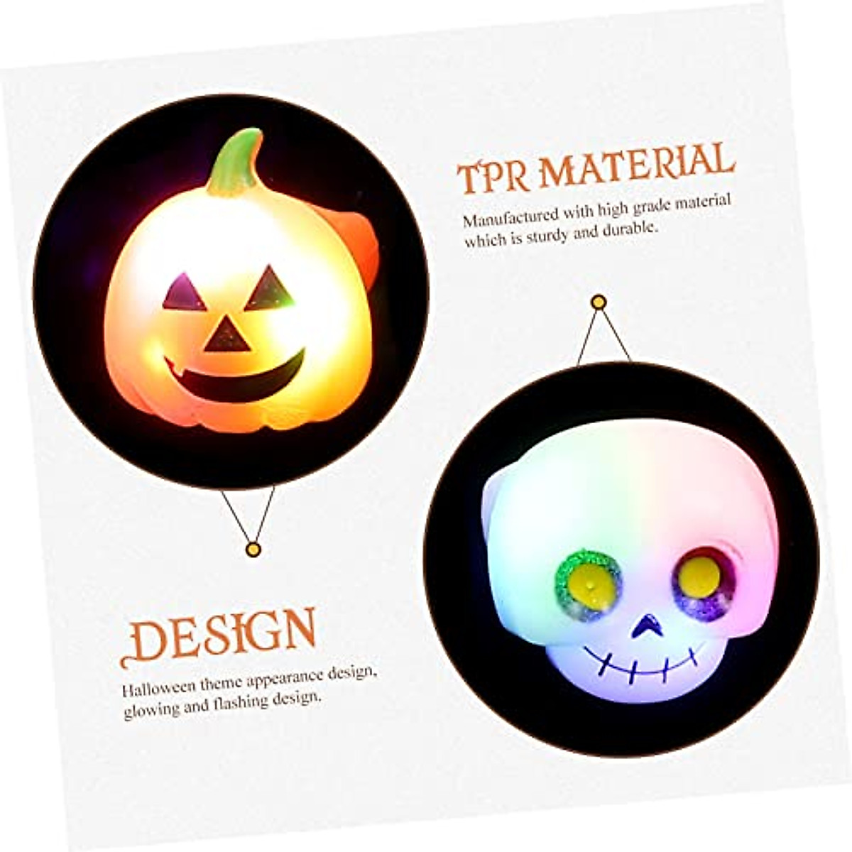 KOMBIUDA 50 pcs Spider Ghost Pumpkin Toys Light LED for Goodies Finger Flashing Favors The Toy Prizes Rings Lighted and Dark Up Color Bag Glow in Gifts Glowing Party Kids Goodie Halloween