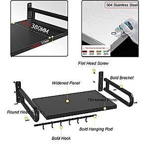 Heavy Duty Shelf Stainless Steel Wall Mounted Rack for Kitchen Microwave Oven Load 40kg/88lb Sturdy and Durable Black with Screws