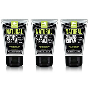 Pacific Shaving Company Natural Shaving Cream - Shea Butter + Vitamin E Shave Cream for Hydrated Sensitive Skin - Clean Formula for Smooth, Anti-Redness + Irritation-Free Shave Cream (3.4 Oz, 3 Pack)