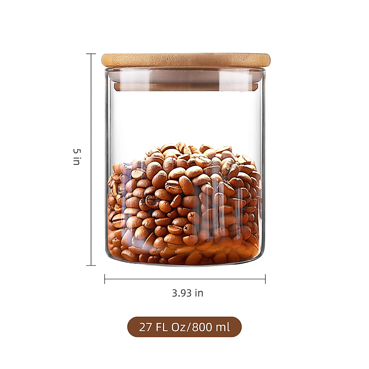 BSDPREF 27oz Glass Food Storage Jars Set of 1, Glass Storage Jars with Airtight Lids Pantry Organization Jar, Spice Jar, Blooming Tea, Coffee and Sugar Container, Small Canister Set for Kitchen