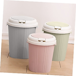 Cabilock Garbage can Rubbish Bins with lids Mini Desktop Trash bin Kitchen Waste Bins Garbage Container Plastic Garbage Bins Retro Waste Bin Spring Trash can Office Laundry Basket pp Indoor