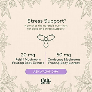 Gaia Herbs Adrenal Health Nightly Restore - Herbal Supplement with Ashwagandha, Magnolia Bark, Cordyceps, Lemon Balm, and More - 120 Vegan Liquid Phyto-Capsules (60 Servings)