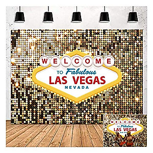 Welcome to Las Vegas Photo Background Fabulous Casino Poker Movie Themed Photography Backdrops 5x3ft Vintage Costume Dress-up Birthday Prom Ceremony Baby Shower Banner Supplies Props Vinyl