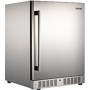 VEVOR Built-in Beverage Cooler, 5.3 cu.ft. Stainless Steel Beverage Refrigerator w/Embraco Compressor (Silver)